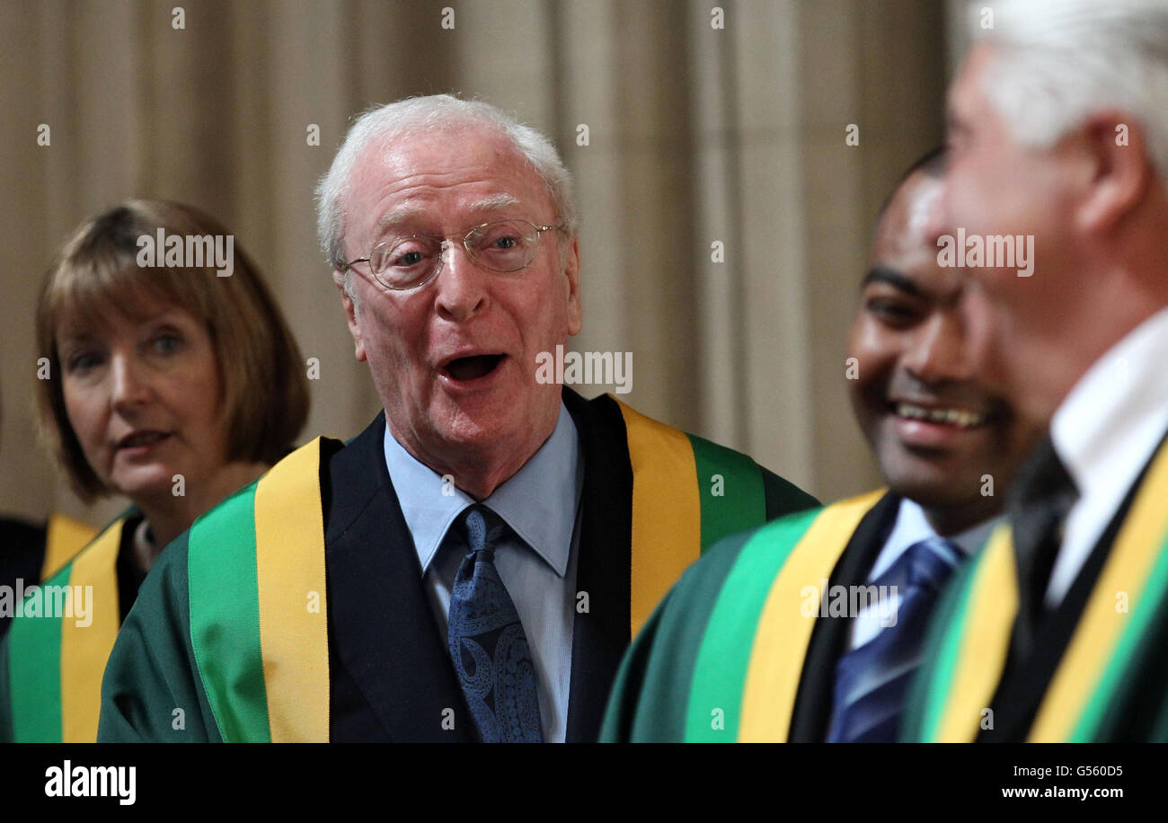 Harriet Harman (left) looks on as Sir Michael Caine talks to Lance ...