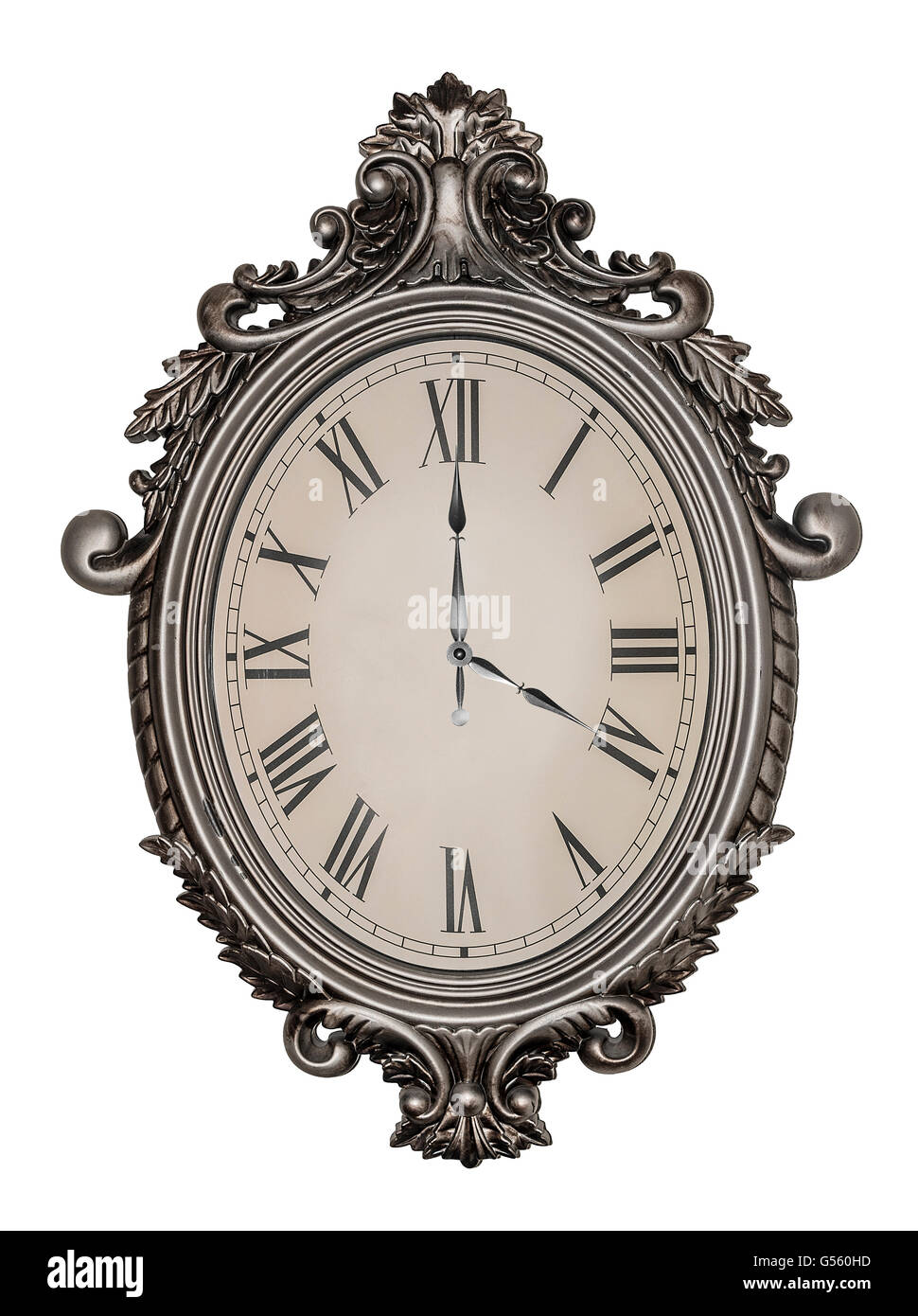 Four o'clock. Antique wall clock isolated on white background Stock ...