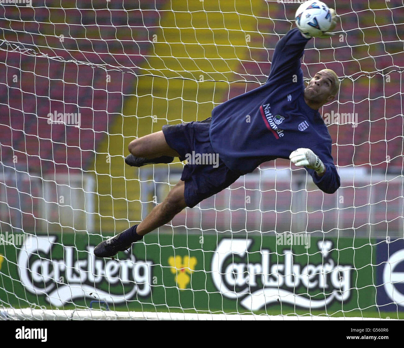 David James practices in goal at north London's Wembley stadium, ahead ...