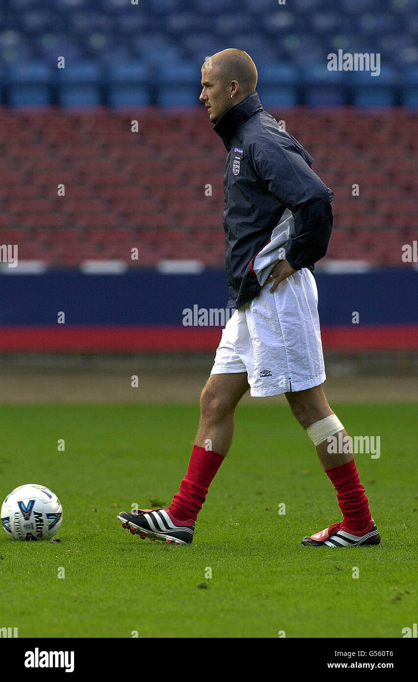 David Beckham during a training session at north London's Wembley ...