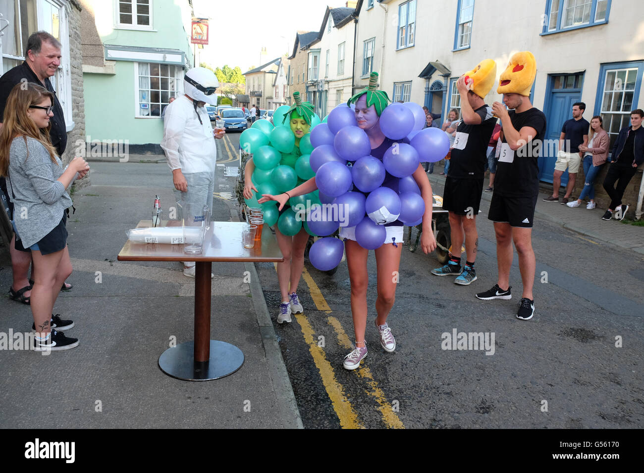 Kington Herefordshire competitors in the annual Wheelbarrow Race in ...