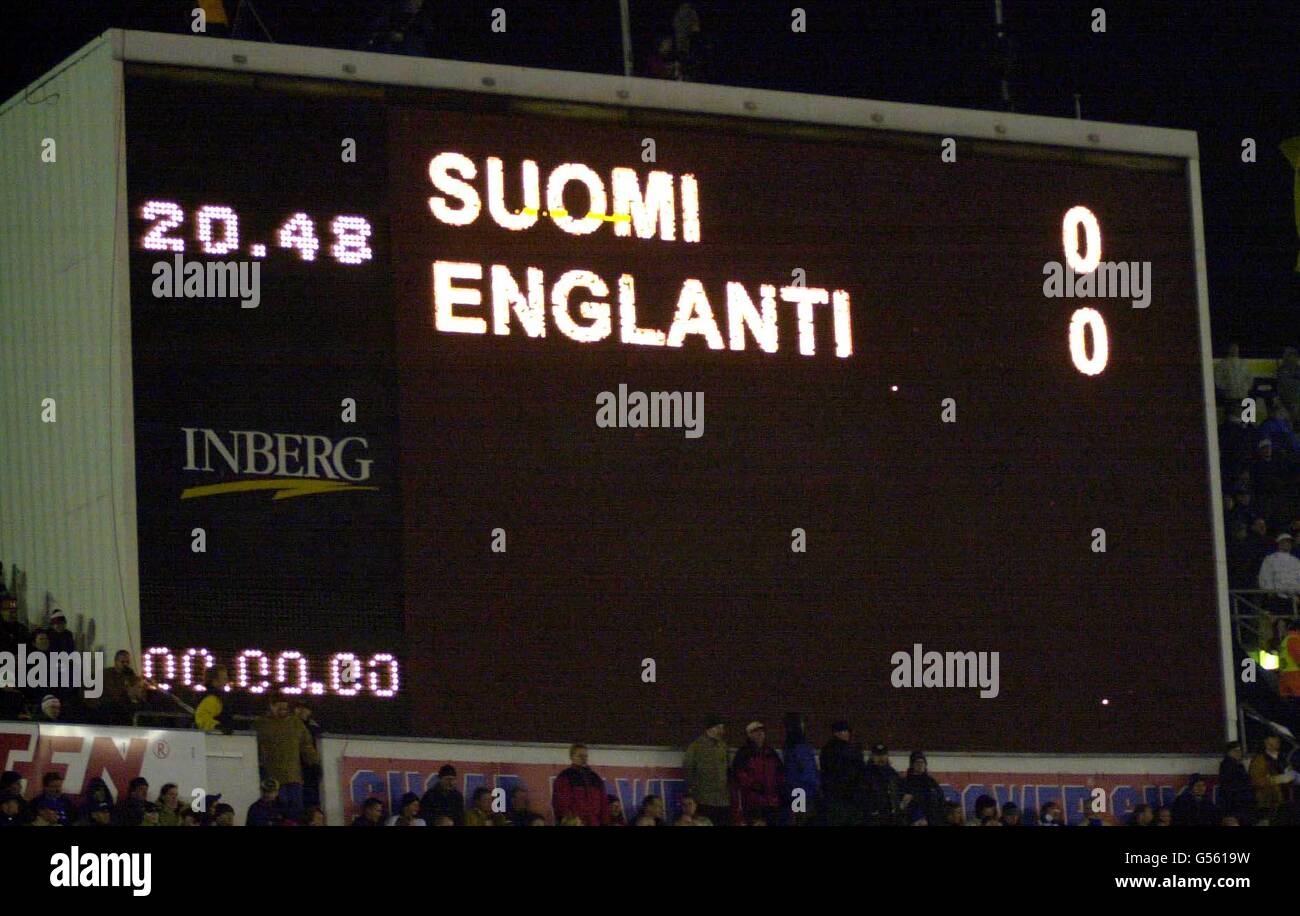 The scoreboard displays the final score at the end of England's World ...