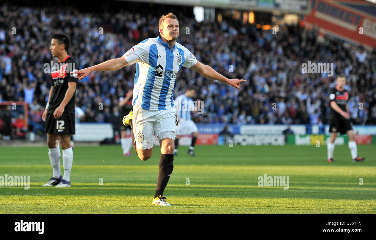 Huddersfield Town's Jordan Rhodes celebrates scoring his sides first ...