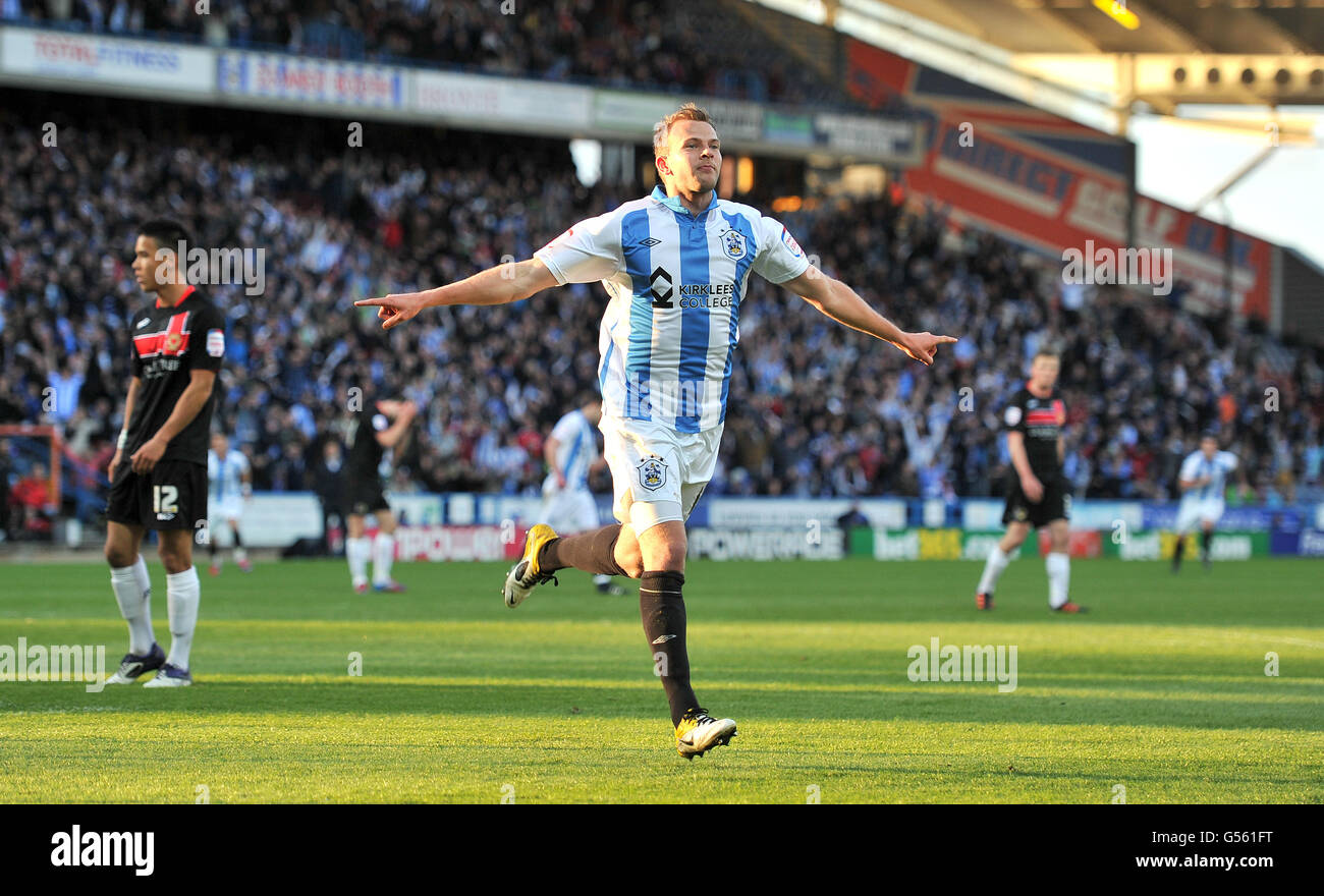 Huddersfield Town's Jordan Rhodes celebrates scoring his sides first ...