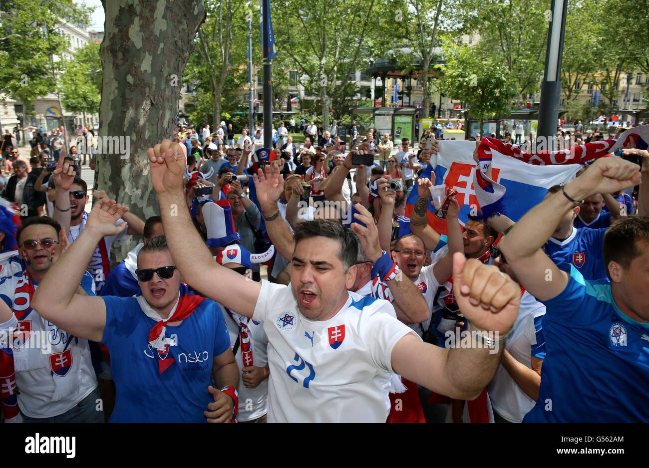 Slovakia fans sing in Place Jean Jaures, Saint-Etienne, ahead of the ...