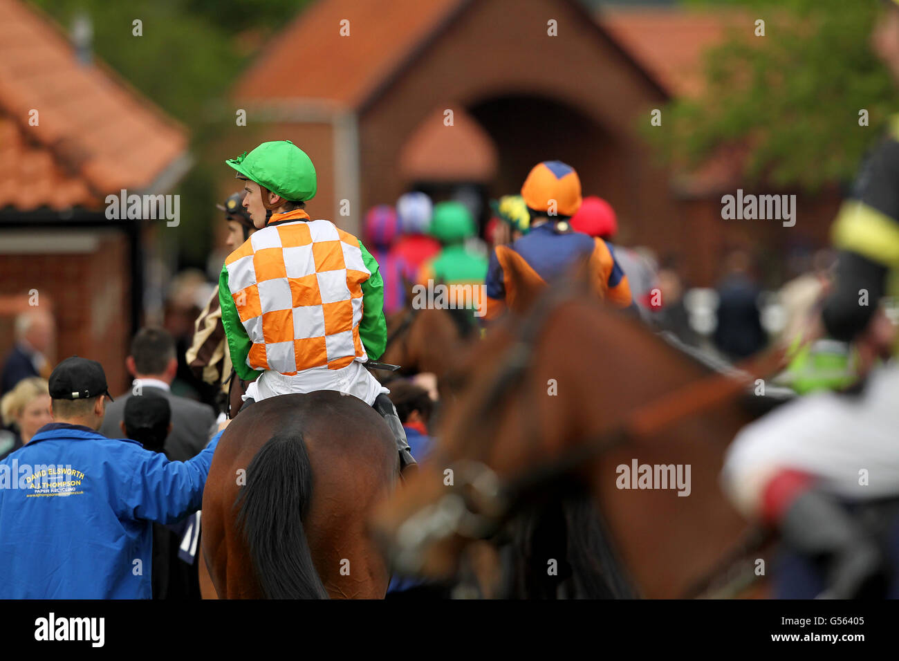Horse racing spring race evening newmarket racecourse hi-res stock ...