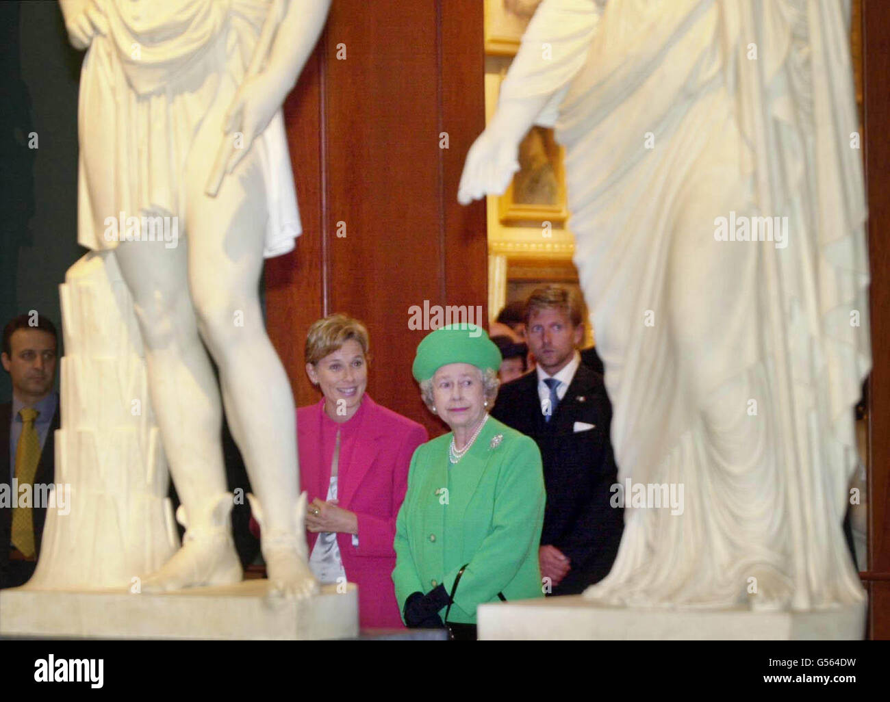 Britain's Queen Elizabeth II, centre, at the National Gallery of Modern ...