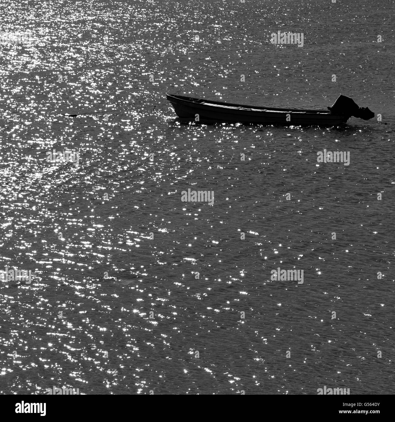 and reflex blurred of the arabic sea ocean in oman the color boat Stock ...