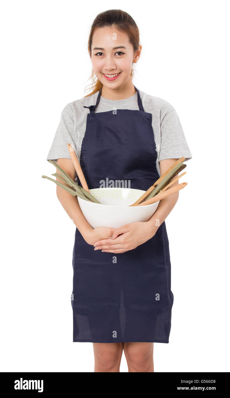 Asian Woman Cooking Concept Isolated On White Stock Photo - Alamy