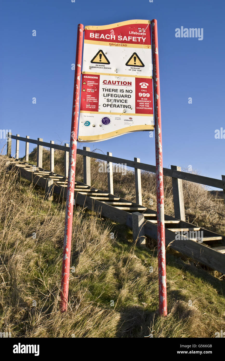 'Beach Safety' and 'Caution, There Is No Lifeguard Service Operating ...