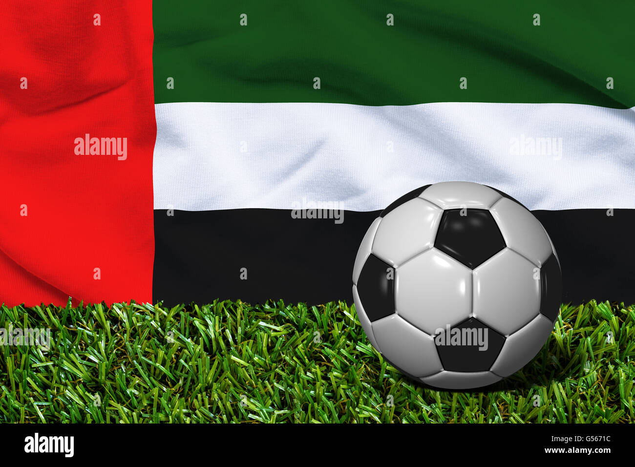 Soccer ball in grass field with UAE flag as Background Stock Photo - Alamy