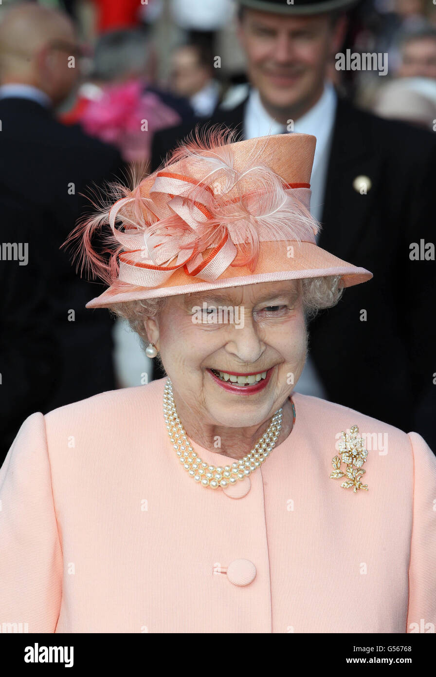 Queen Elizabeth II at the first Buckingham Palace garden party of the ...