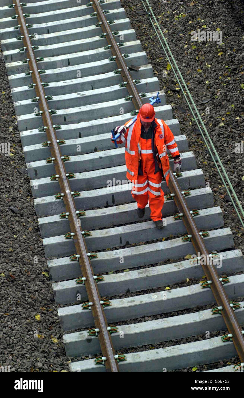 Crash Safety work. Track laying work, at the scene of the train crash ...