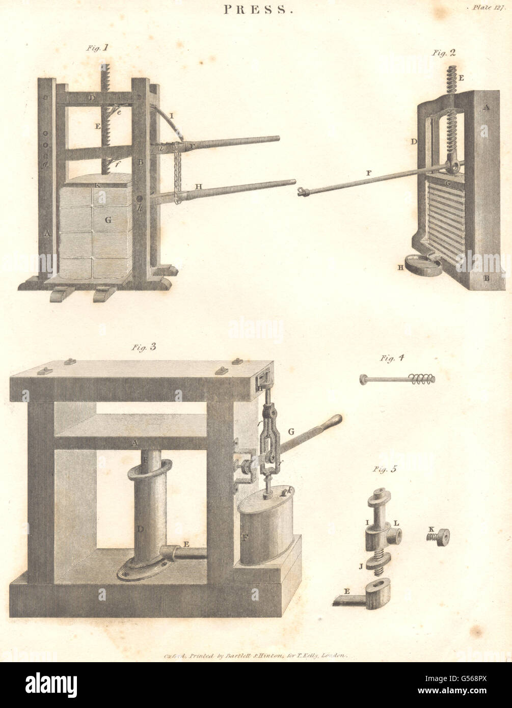 SCIENCE: Press. (Oxford Encyclopaedia), antique print 1830 Stock Photo ...
