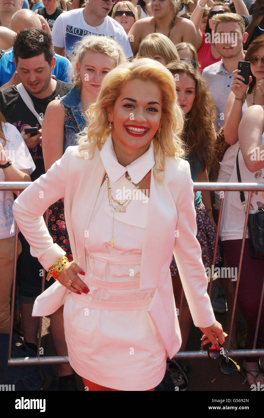 Guest X Factor judge Rita Ora meets the fans as she arrives at the X ...