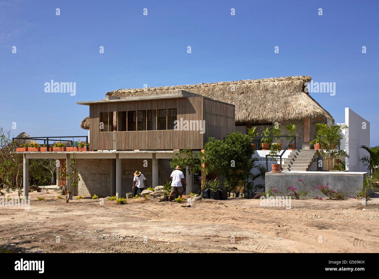 Overall exterior view from side. Casa Cal, Puerto Escondido, Mexico ...