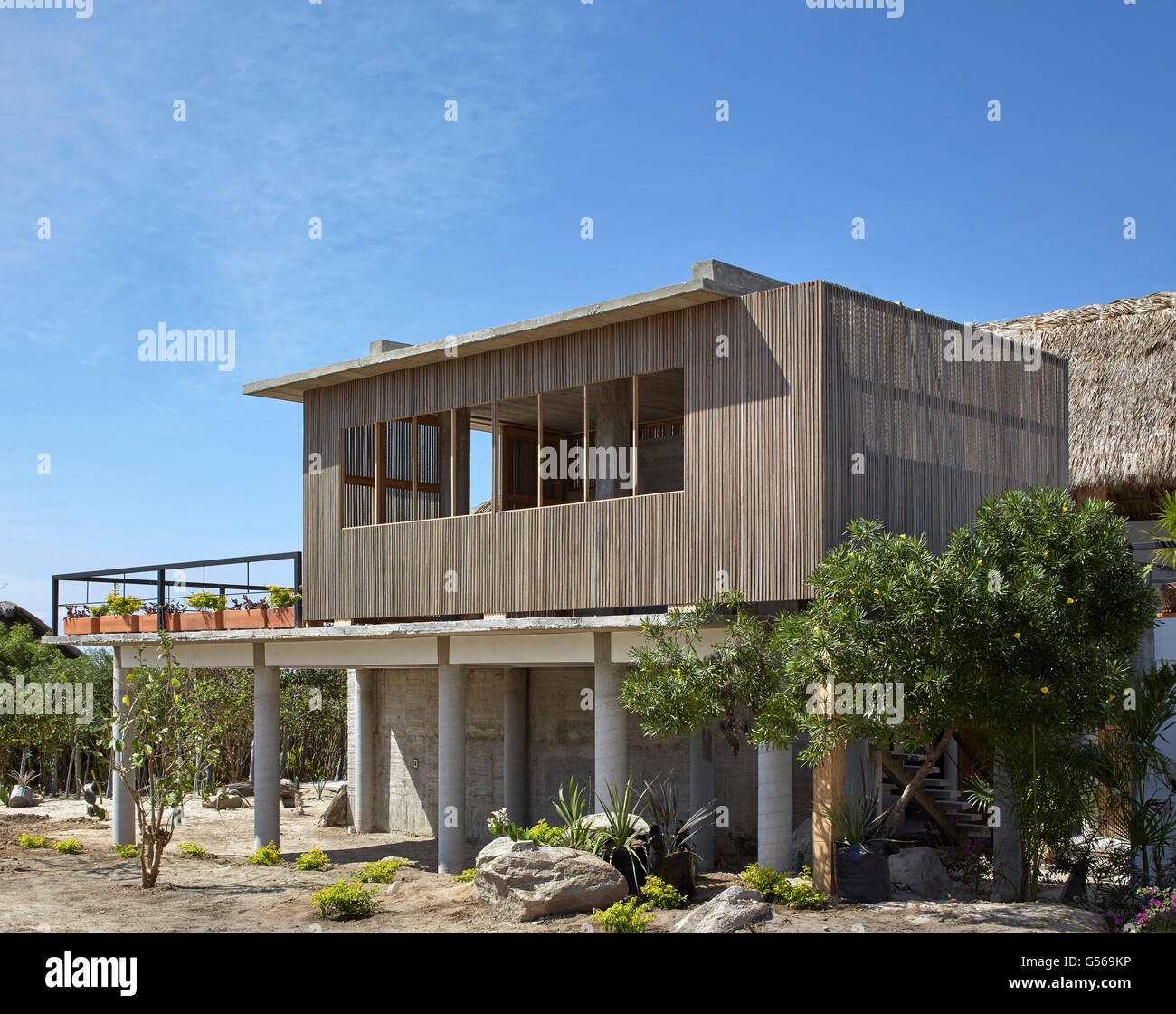Overall exterior view from side. Casa Cal, Puerto Escondido, Mexico ...