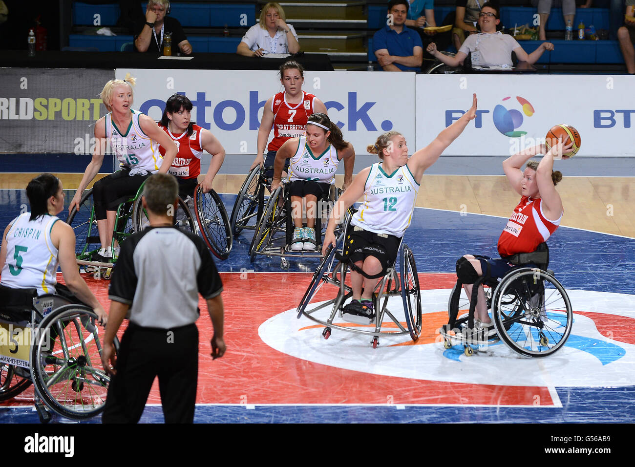 General view of match action from the wheelchair basketball game ...