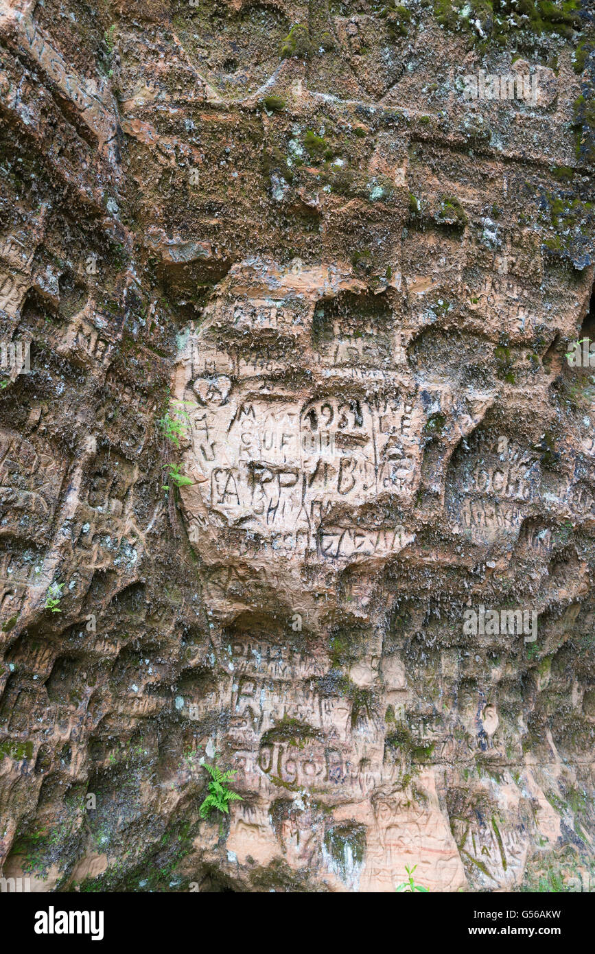 Registration and engravings made by visitors on the walls of Gutman's ...