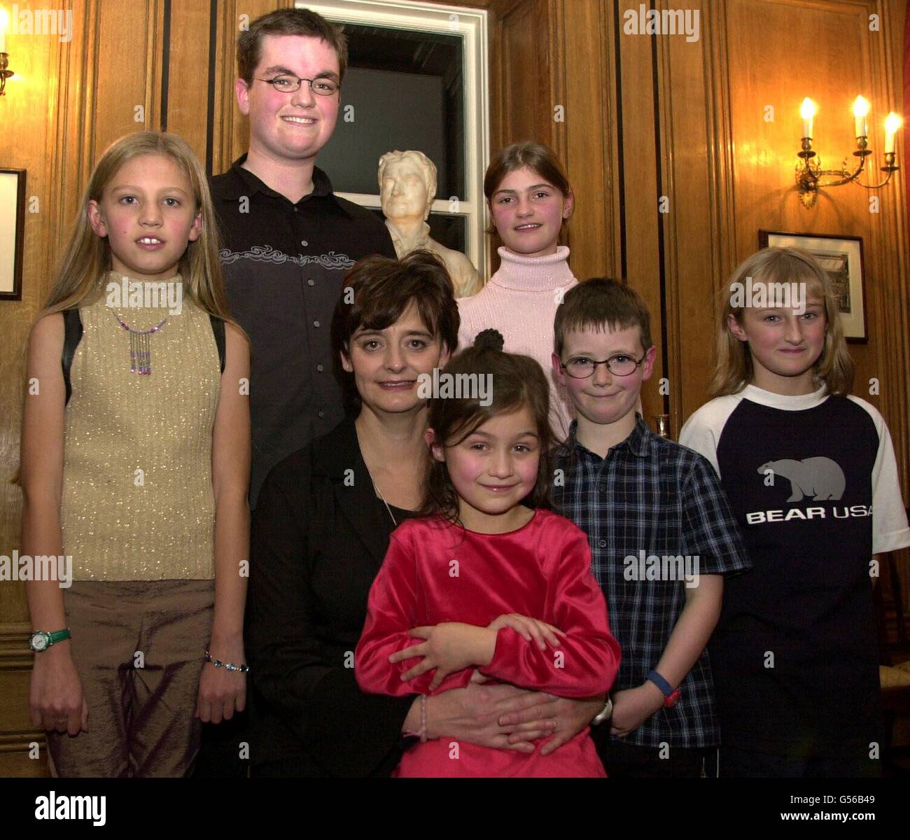 Prime Minister's wife Cherie Booth with winners of the DSS Art ...