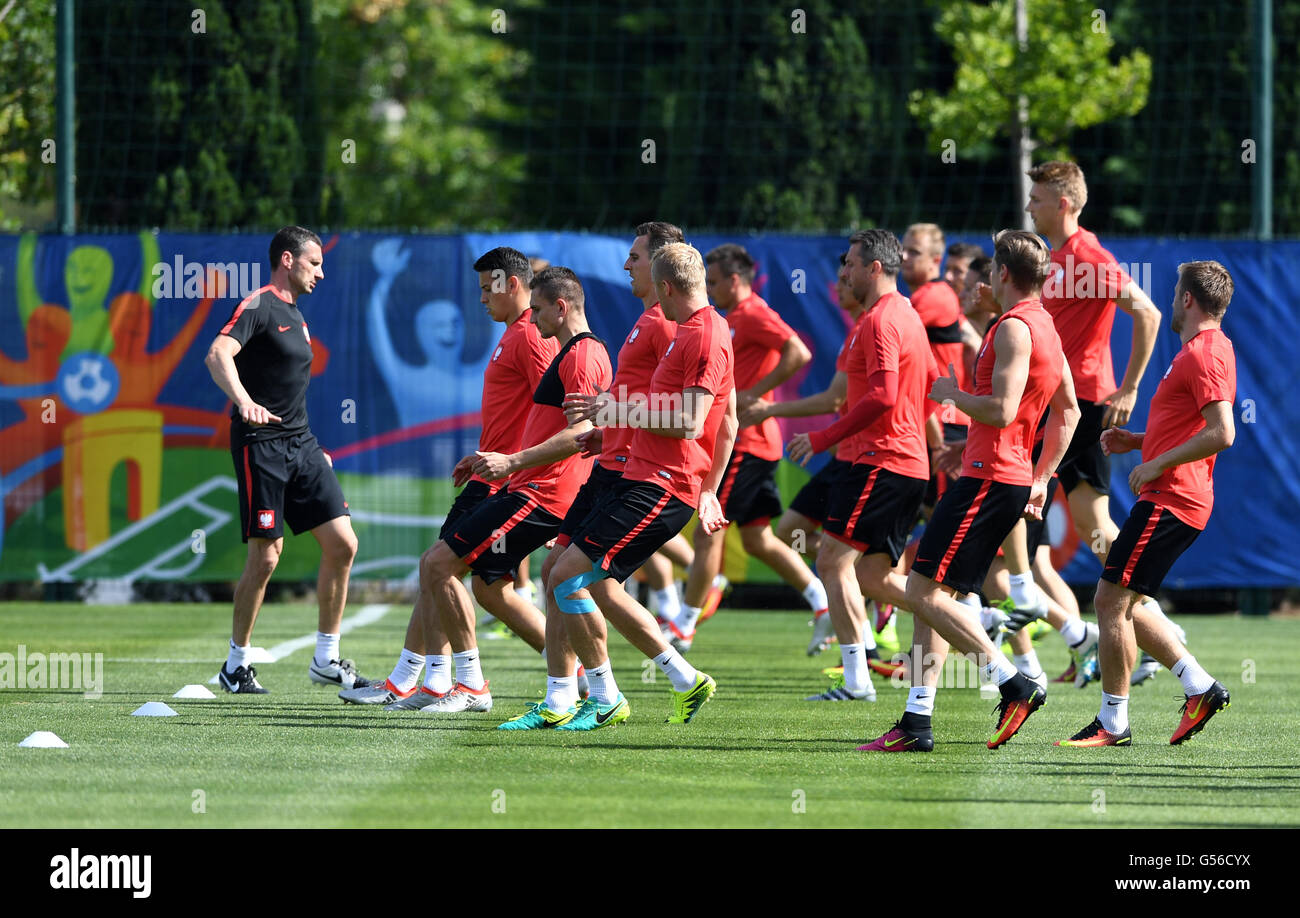 Poland's players in action during a training session of the Polish ...
