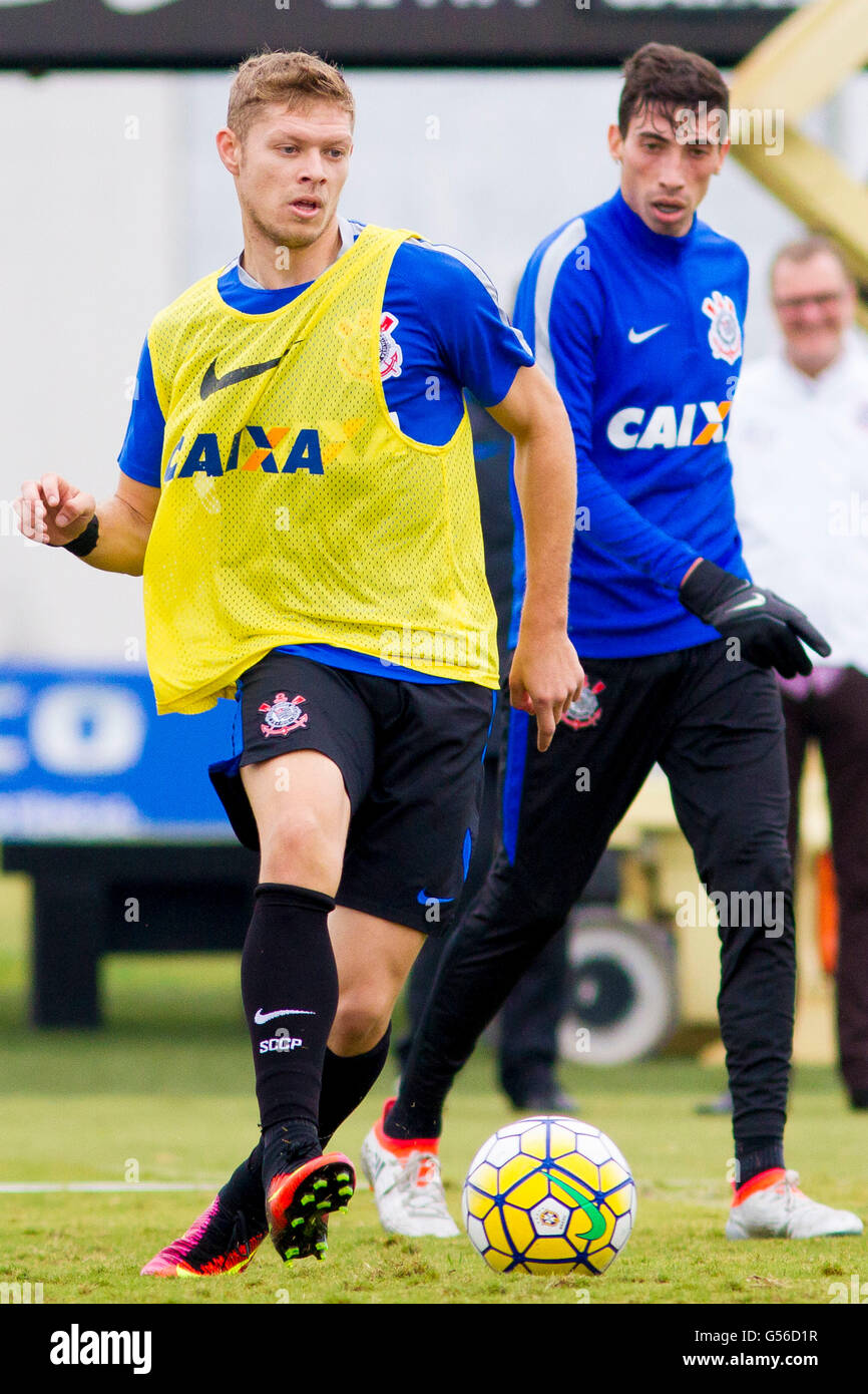 SAO PAULO, Brazil - 20/06/2016: TRAINING CORINTHIANS - Marlone during ...