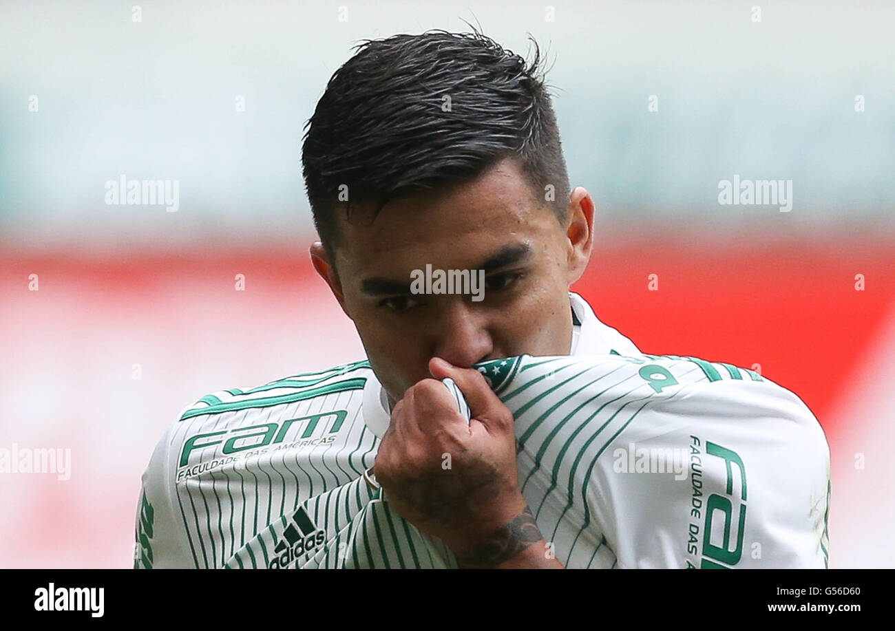 SAO PAULO, Brazil - 06/18/2016: PALM X SANTA CRUZ - Dudu player, SE ...