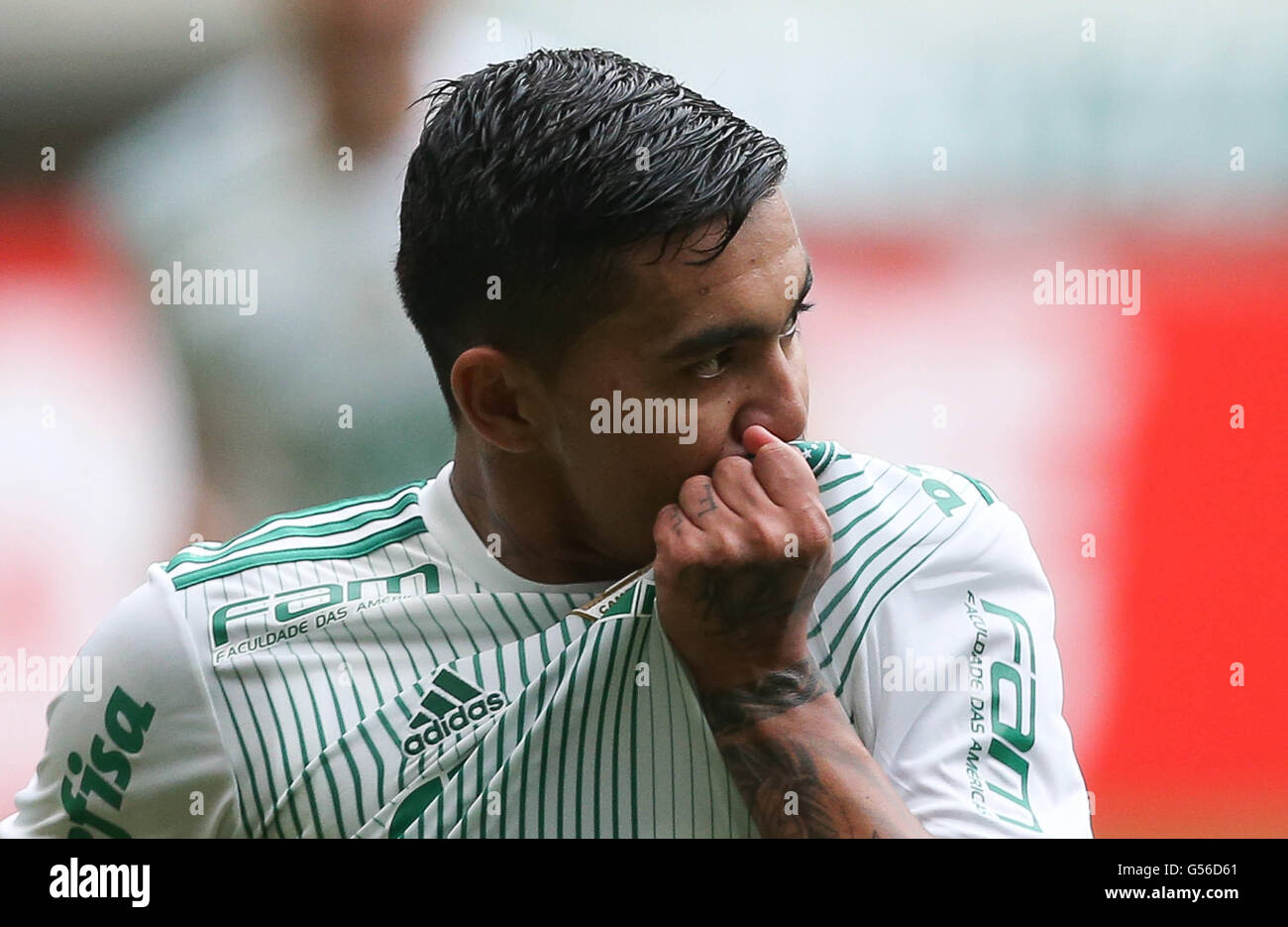 SAO PAULO, Brazil - 06/18/2016: PALM X SANTA CRUZ - Dudu player, SE ...