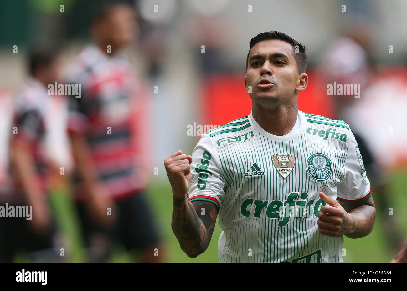 SAO PAULO, Brazil - 06/18/2016: PALM X SANTA CRUZ - Dudu player, SE ...
