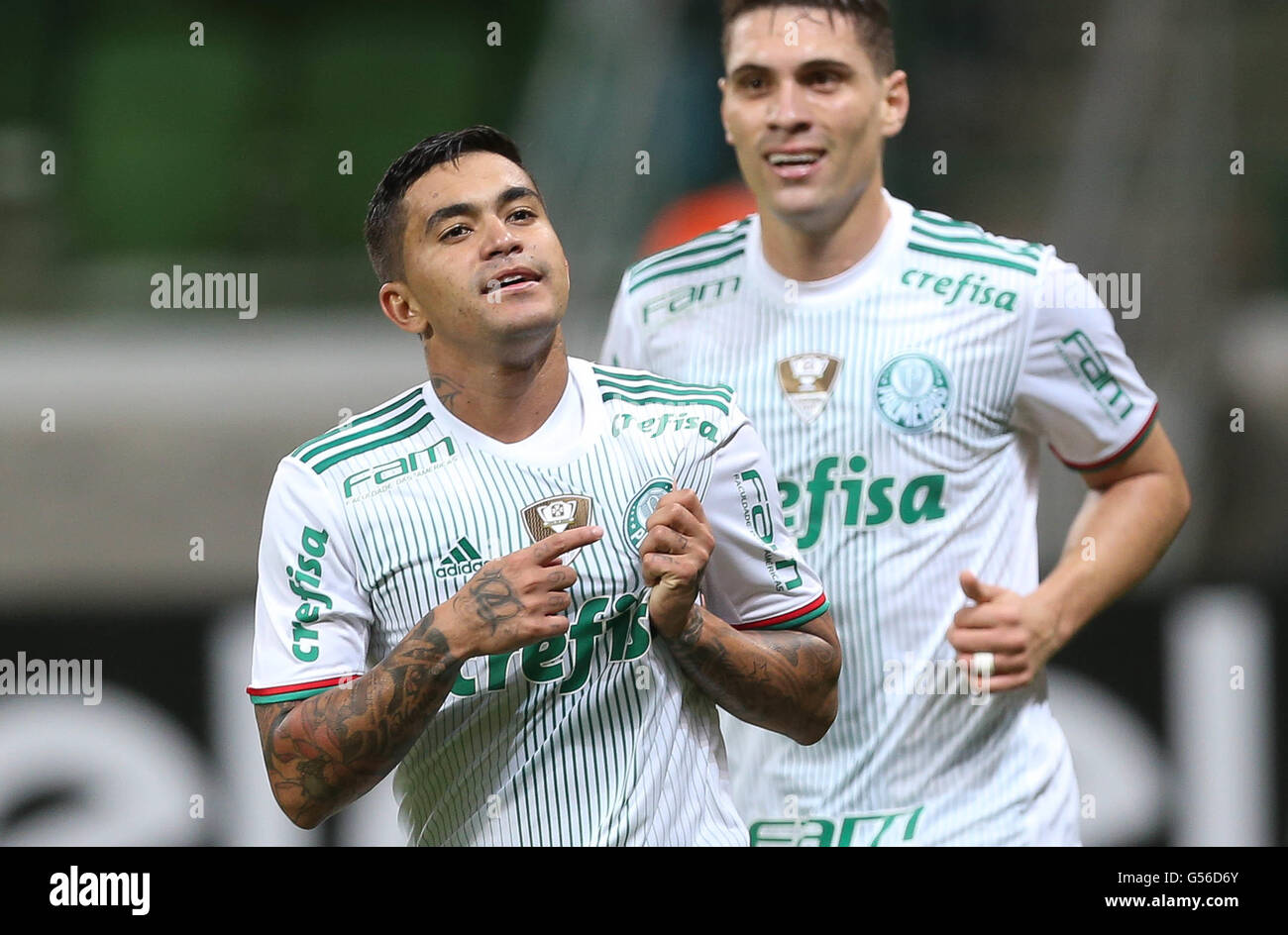 SAO PAULO, Brazil - 06/18/2016: PALM X SANTA CRUZ - Dudu player, SE ...
