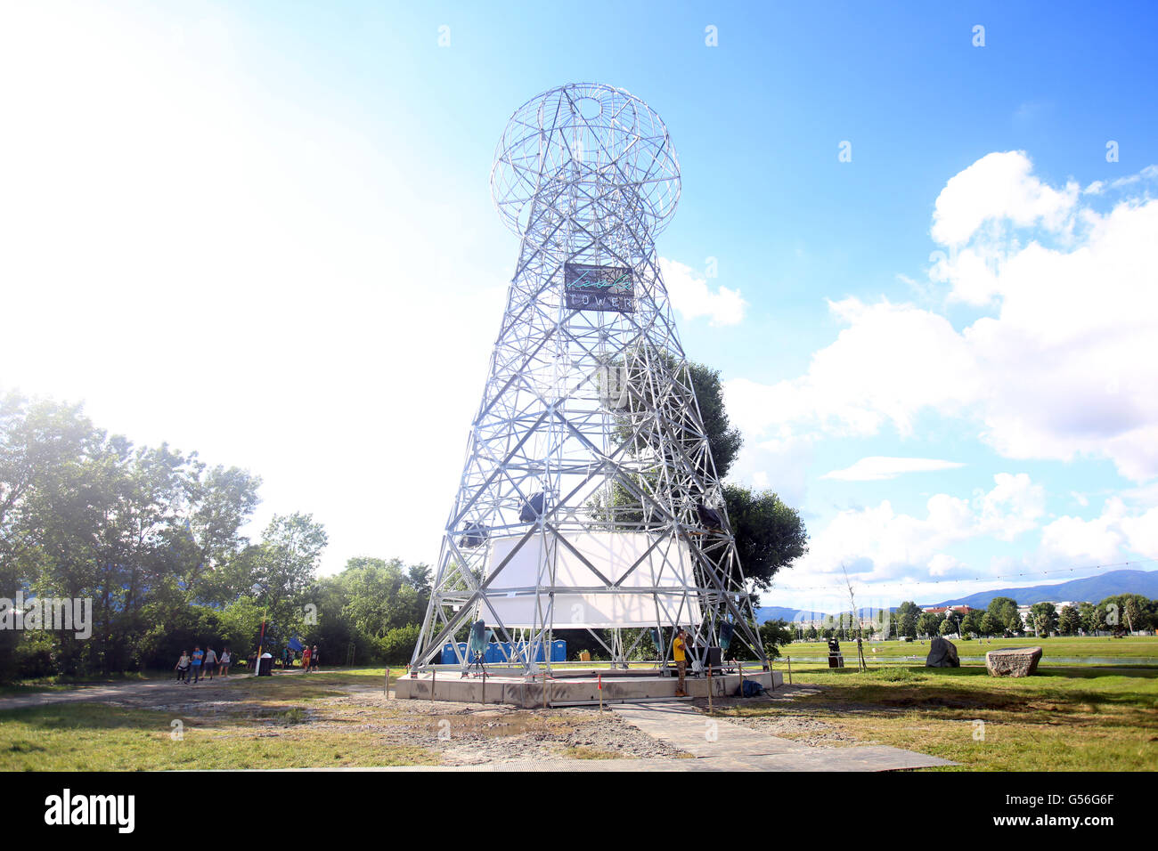 Zagreb, Croatia. 20th June, 2016. : Tesla Tower stage on the first day ...