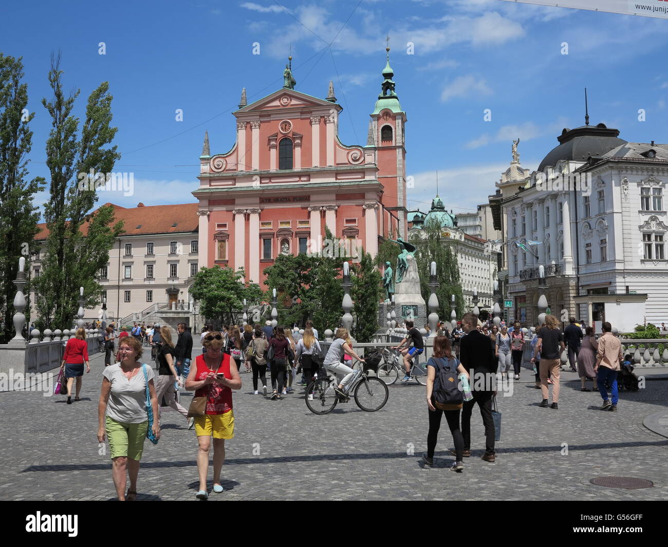 A panorama view of the Slovakian capital with the Franciscan Church of ...