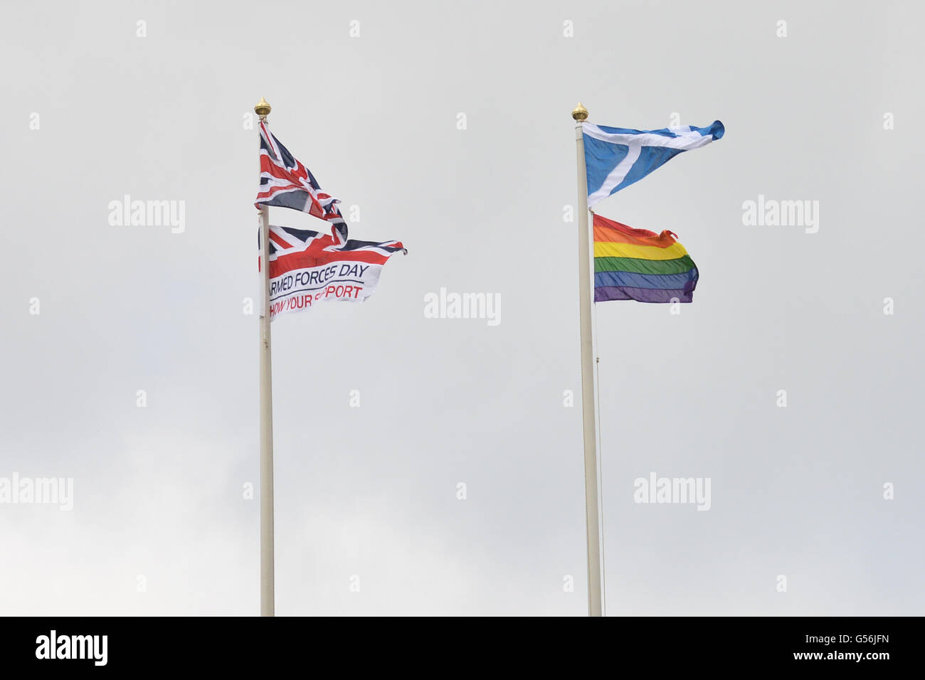 Westminster, London, UK. 21st June 2016. Rainbow flags flying along ...