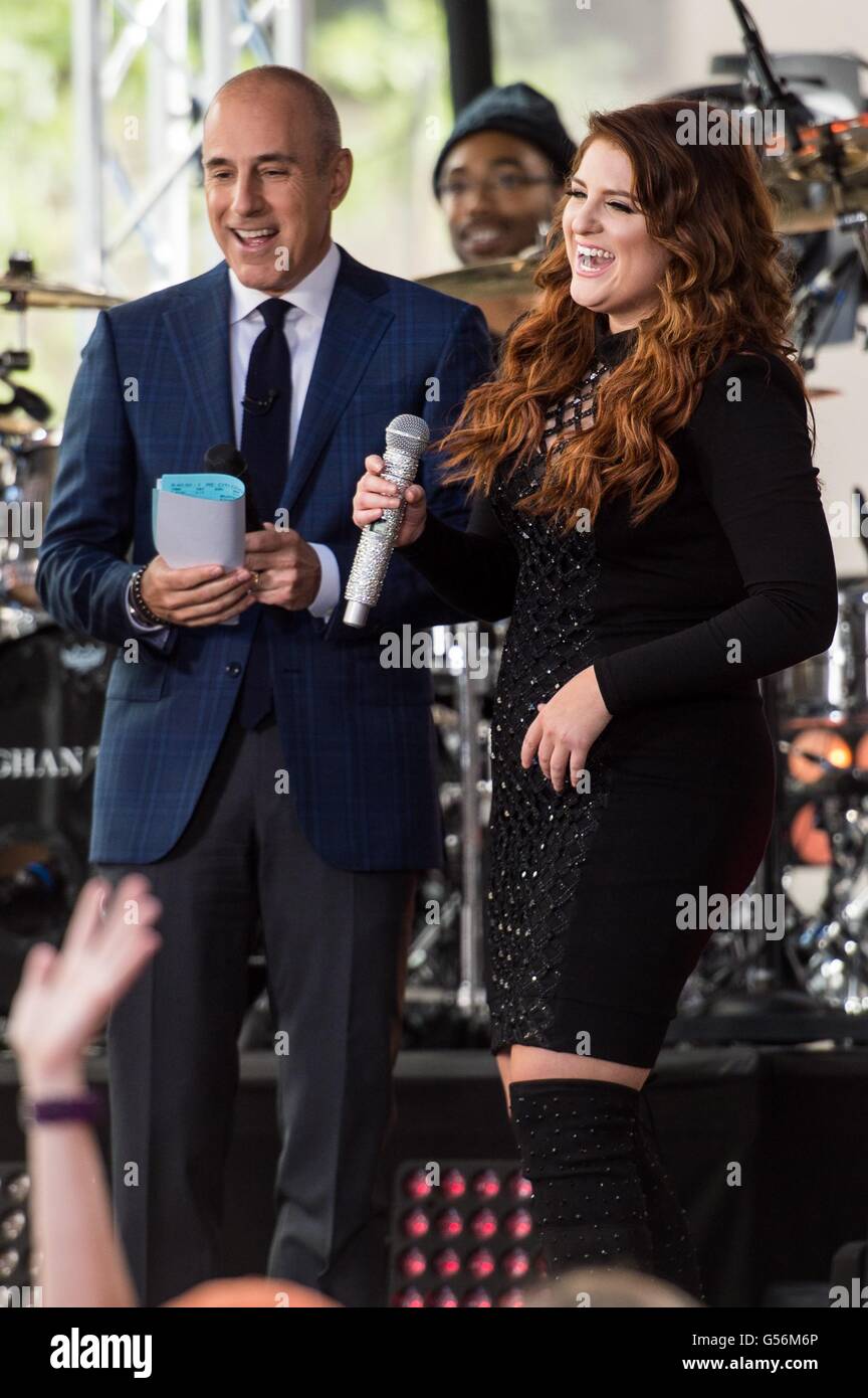 New York, NY, USA. 21st June, 2016. Matt Lauer, Meghan Trainor on stage ...