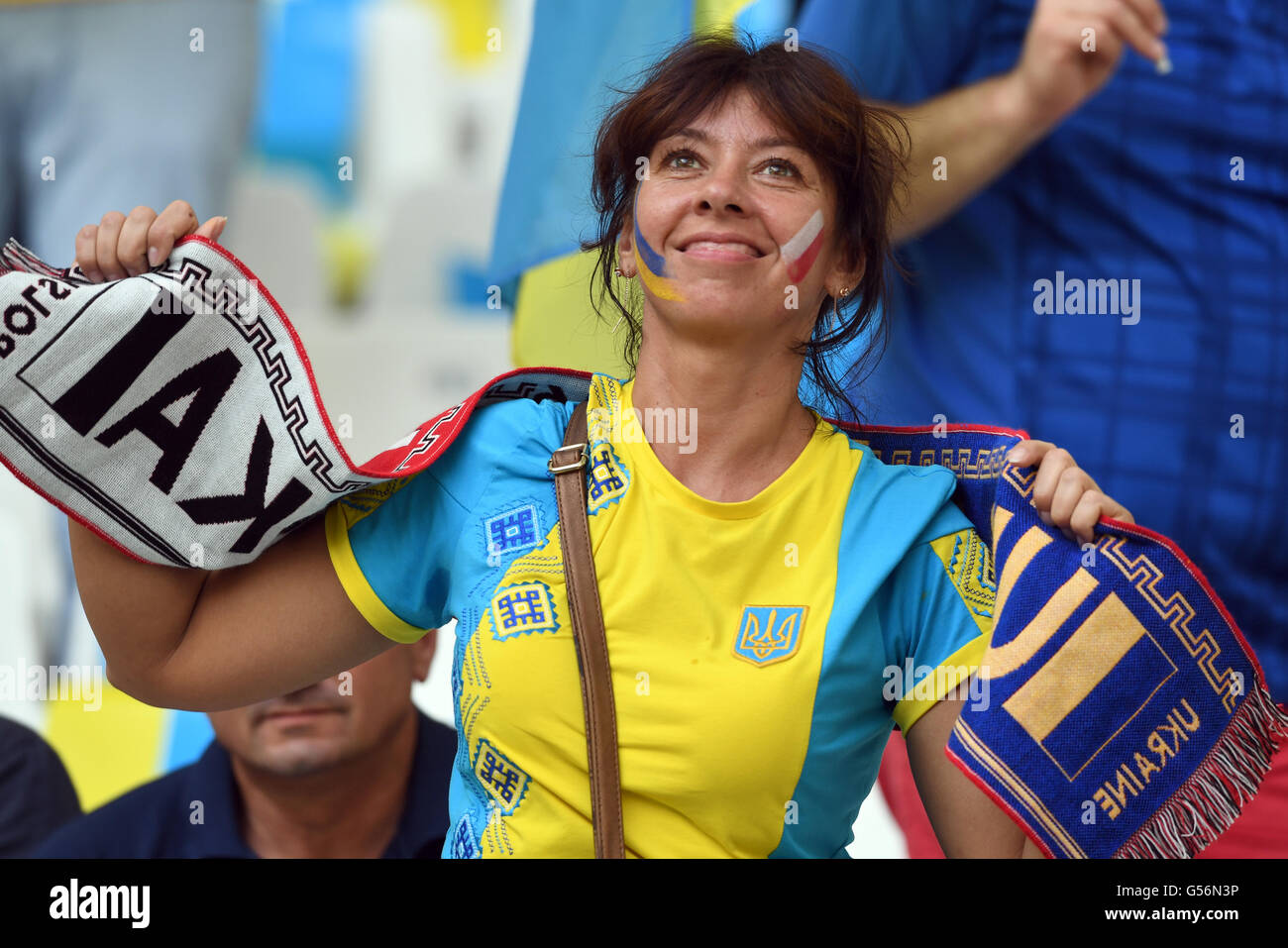 Marseille, France. 21st June, 2016. A female supporter of Ukraine ...