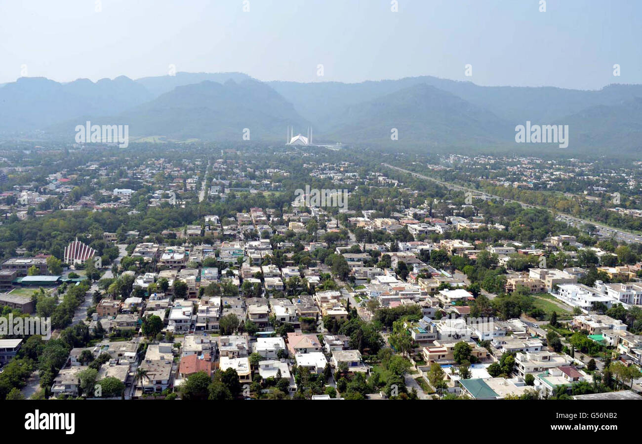 An aerial beautiful eye catching view of Capital of Pakistan during ...