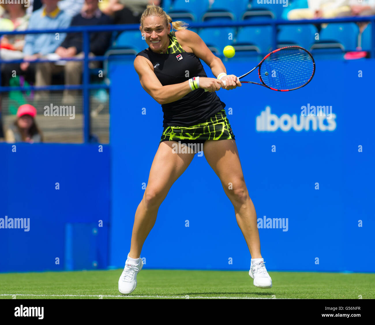 Eastbourne, United Kingdom. 21 June, 2016. Timea Babos in action at the ...