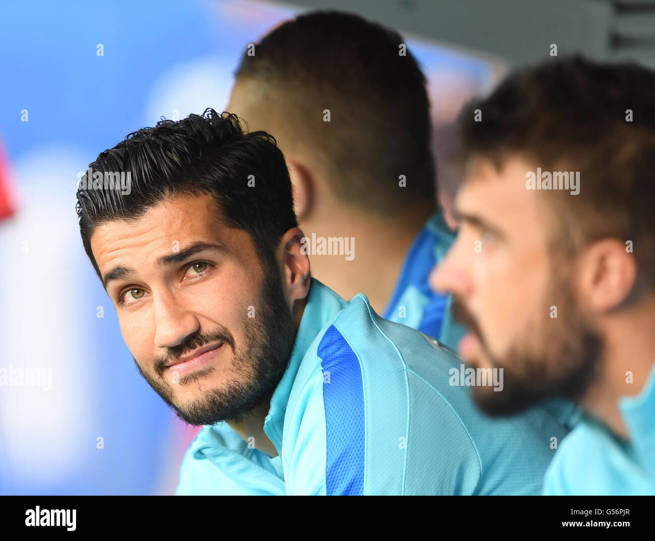 Nuri Sahin of Turkey sits on the substitute's bench before the UEFA ...