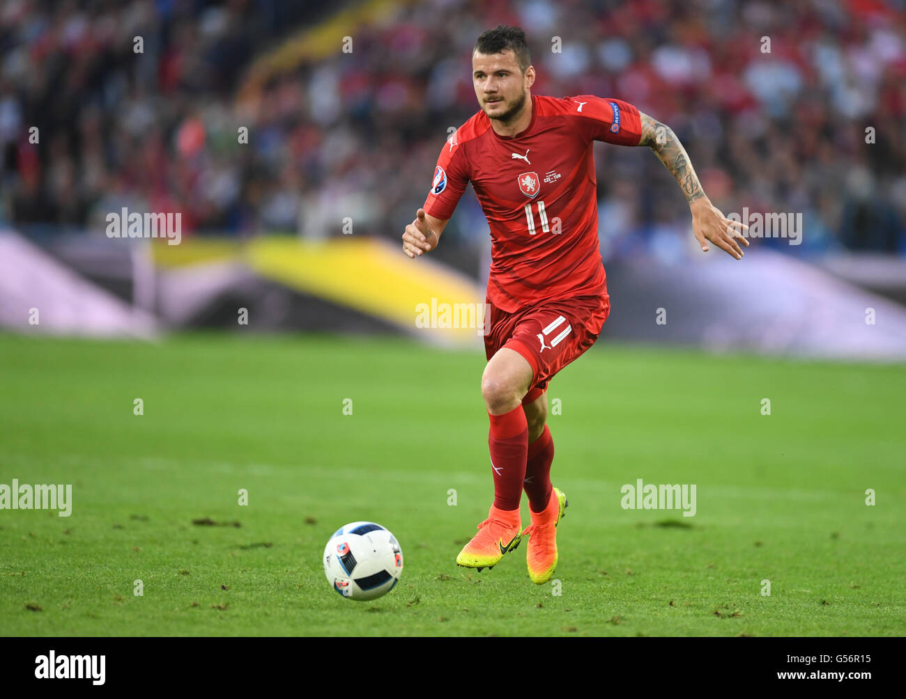 Daniel Pudil of Czech Republic controls the ball during the UEFA Euro ...