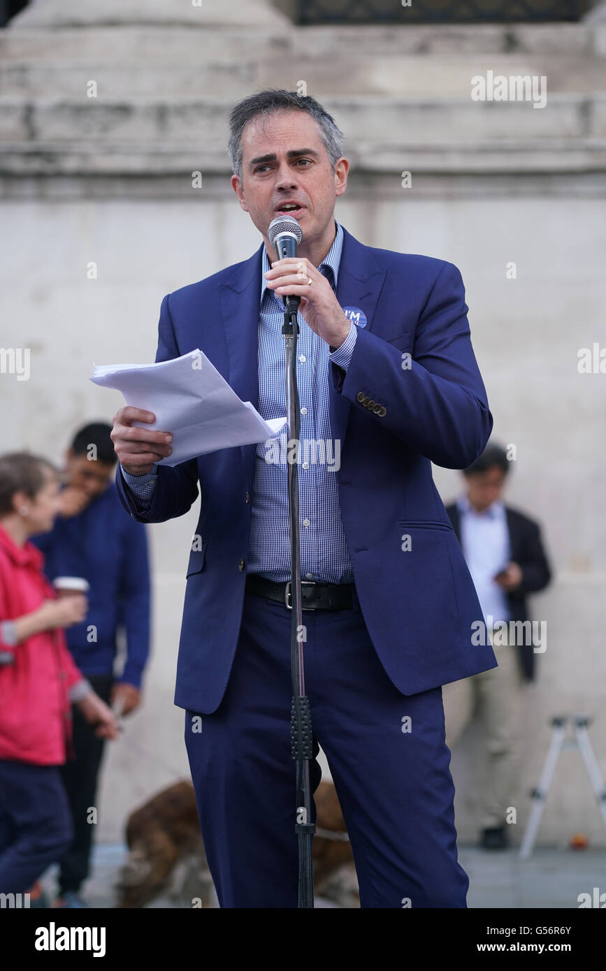 London, UK. 21st June, 2016. : Speaker Jonathan Bartley is an English ...