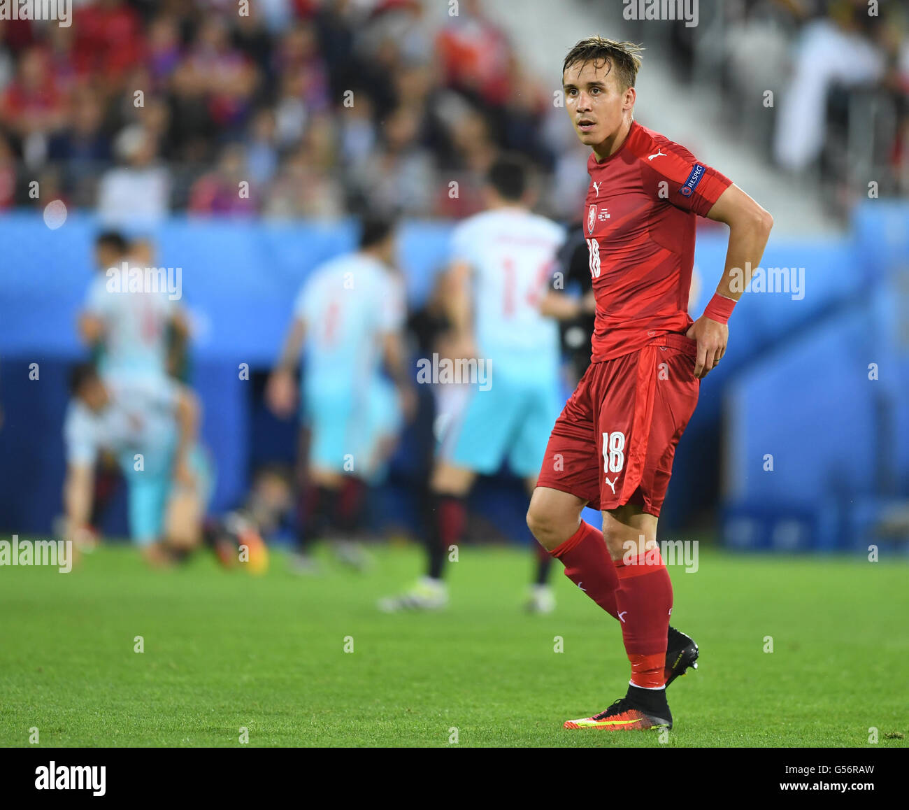 Josef Sural of Czech Republic leaves the pitch dejected after loosing ...