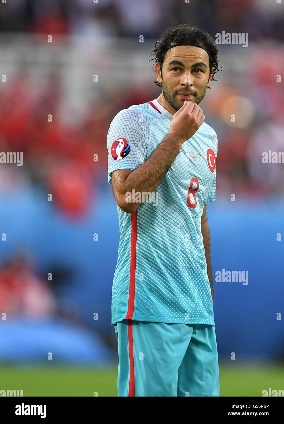 France. 21st June, 2016. Selcuk Inan of Turkey reacts during the UEFA ...