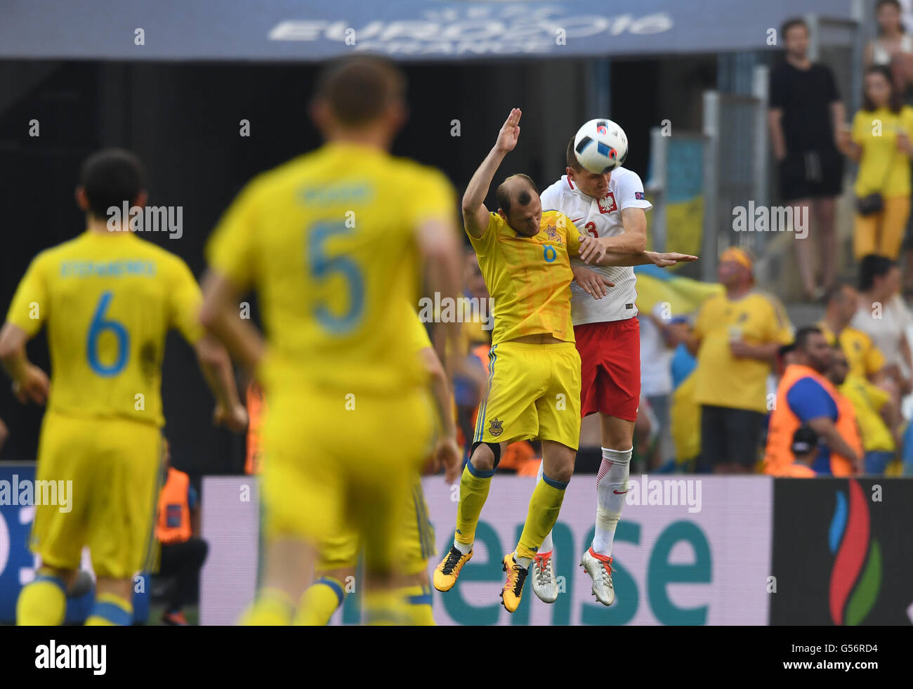 Marseille, France. 21st June, 2016. Ukraine's Roman Zozulya (2-R) and ...