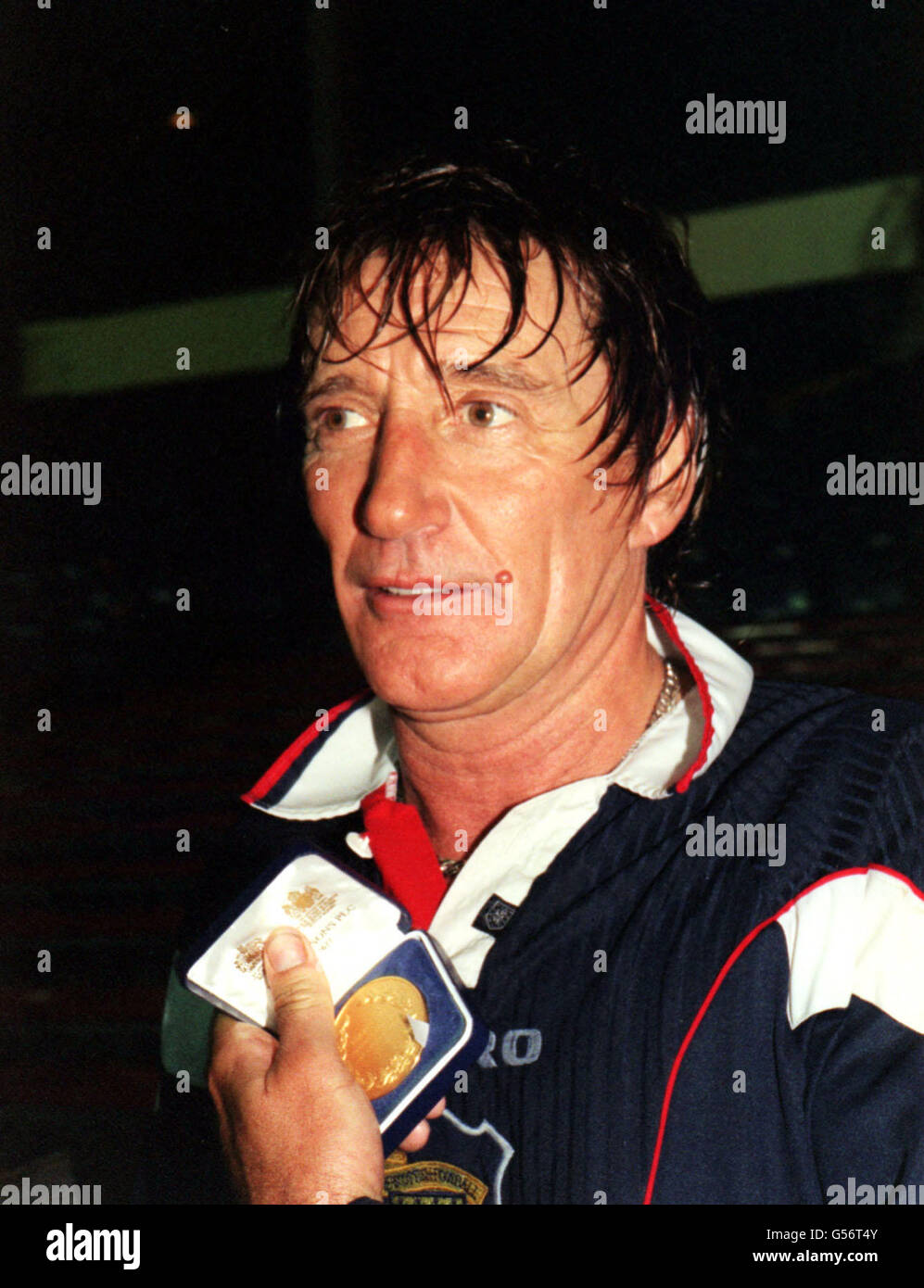 Singer Rod Stewart at the last ever England v Scotland football match ...