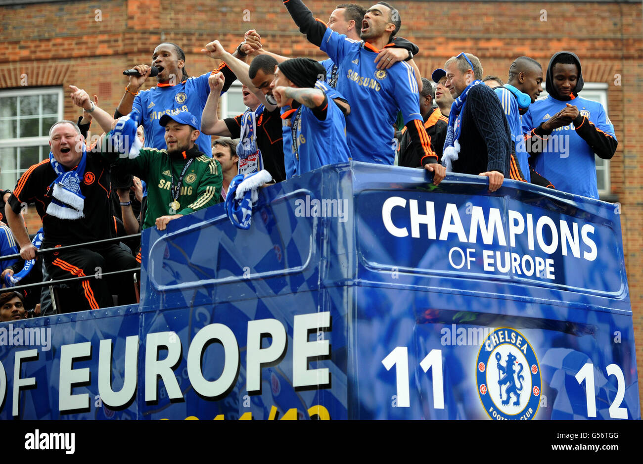 Chelsea players celebrate during the FA Cup and UEFA Champions League ...