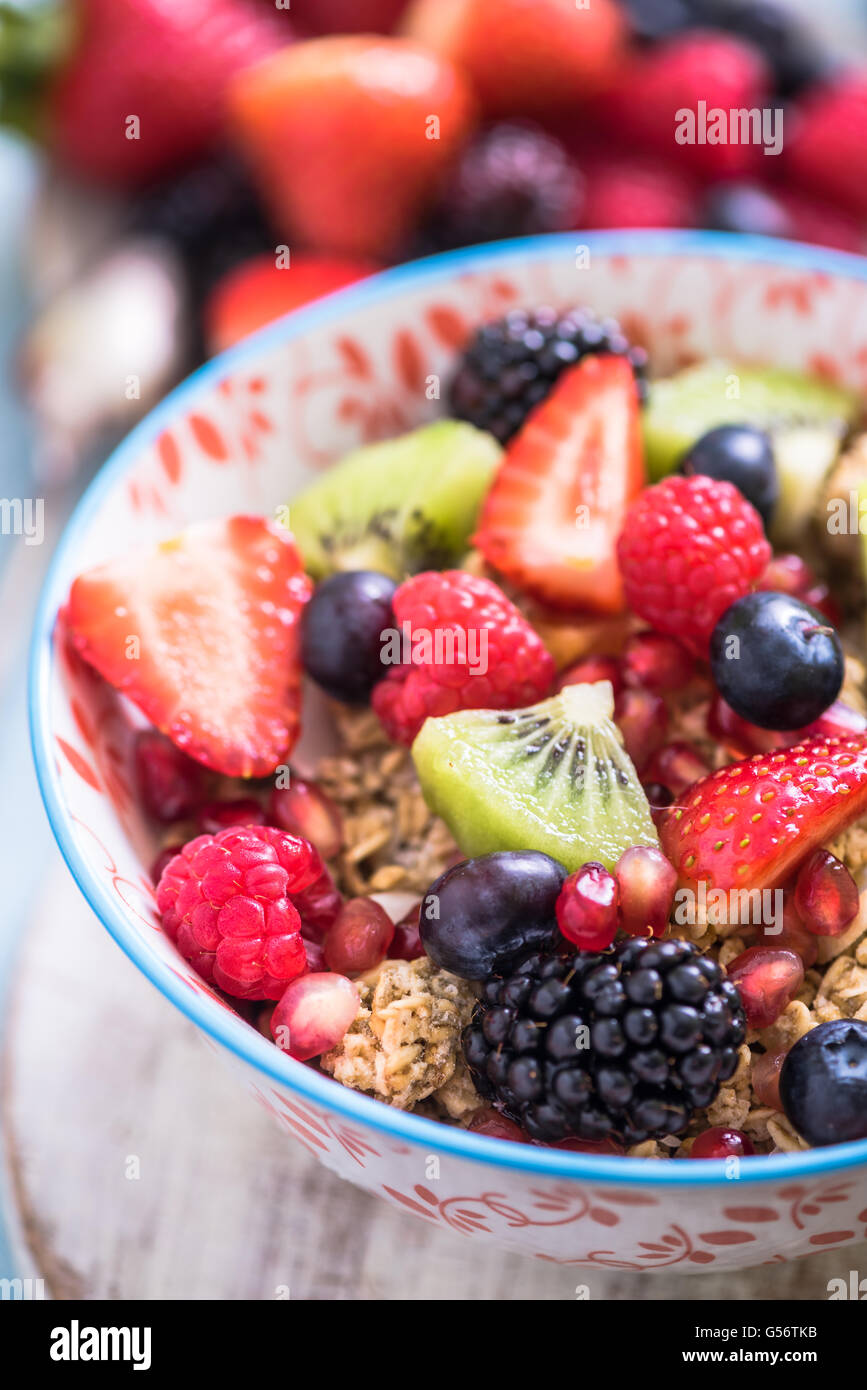 sumer breakfast, berries and cereal in bowl Stock Photo - Alamy