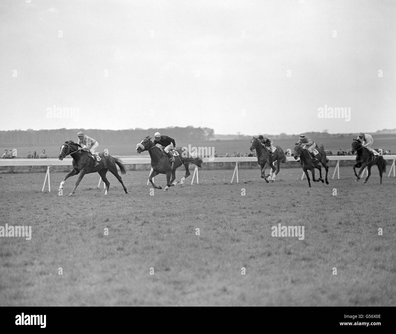 The finish won by T. West's "Cash and Courage" (2), Scobie Breasley up ...