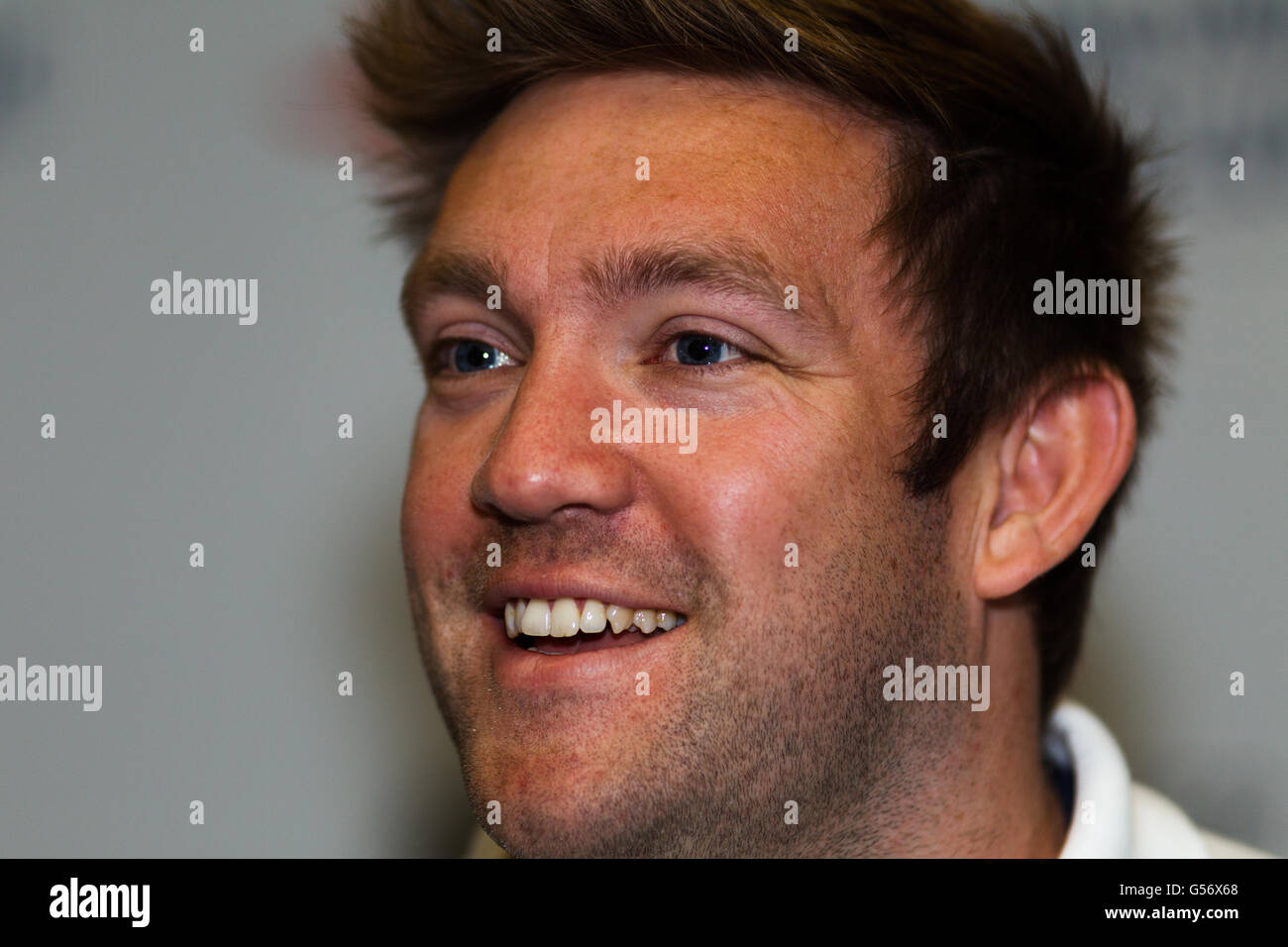 Dan Greaves during a photocall at the Etihad Stadium, Manchester Stock ...