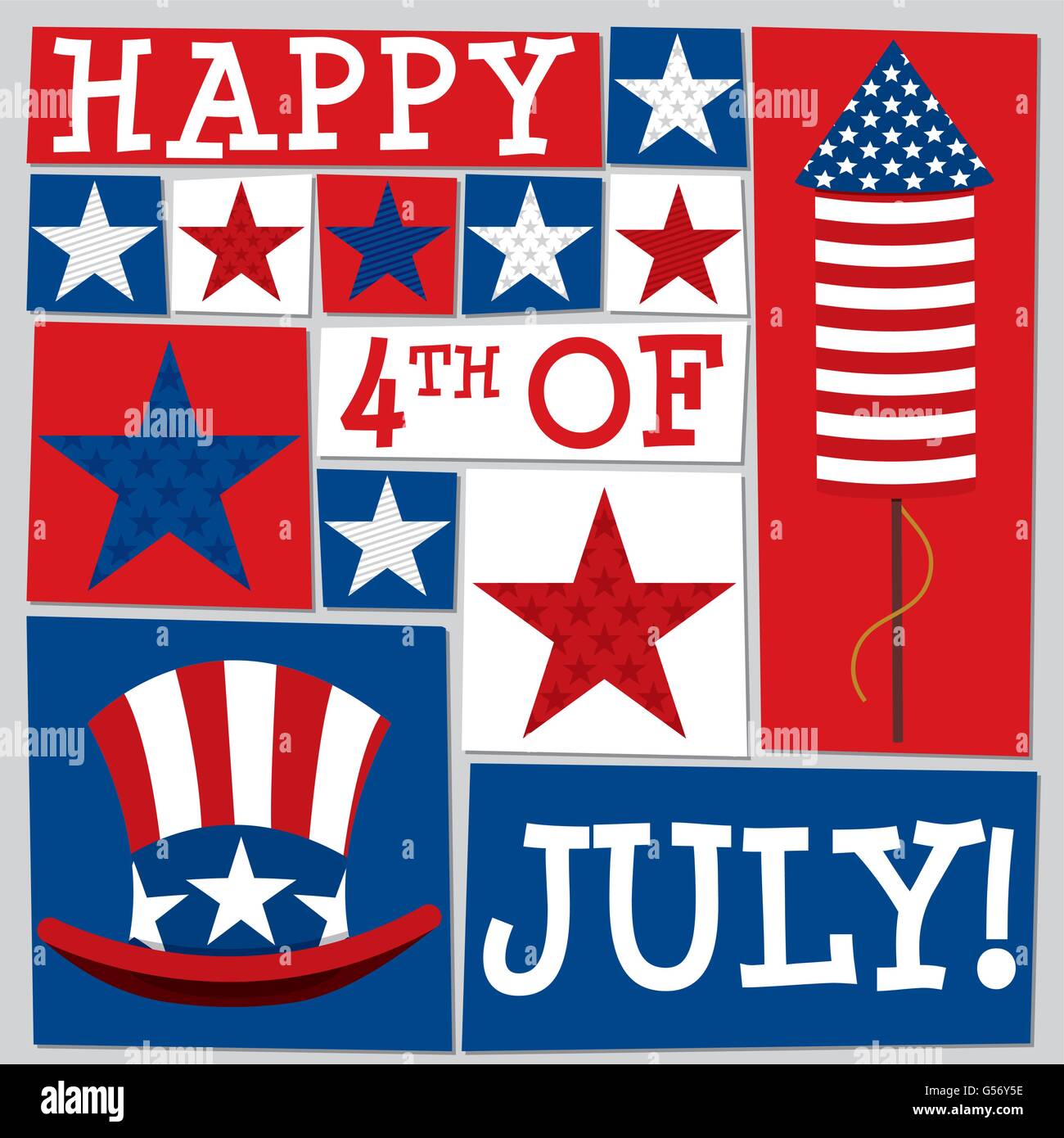Funky square Independence Day card in vector format Stock Vector Image ...