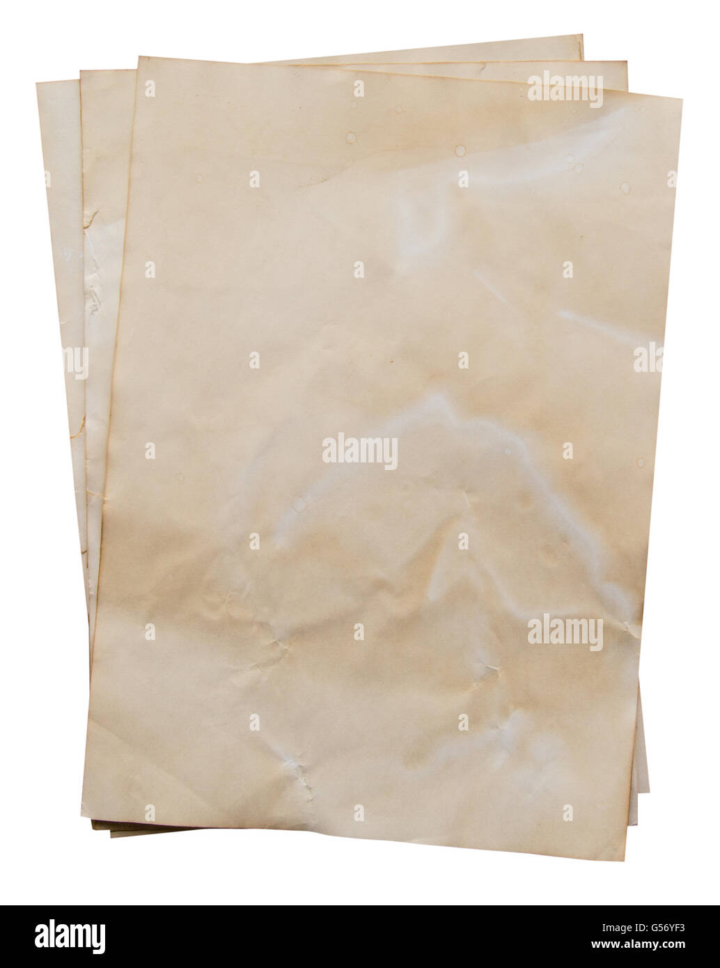 old paper on isolated white with clipping path Stock Photo - Alamy